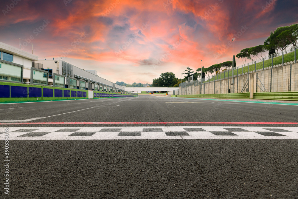 Checkered Line On Track