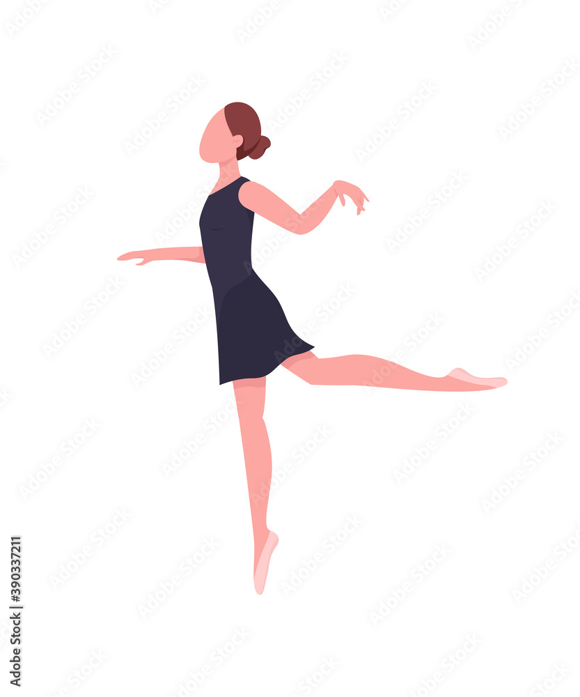 Ballerina flat color vector faceless character. Ballet dancer. Woman ...
