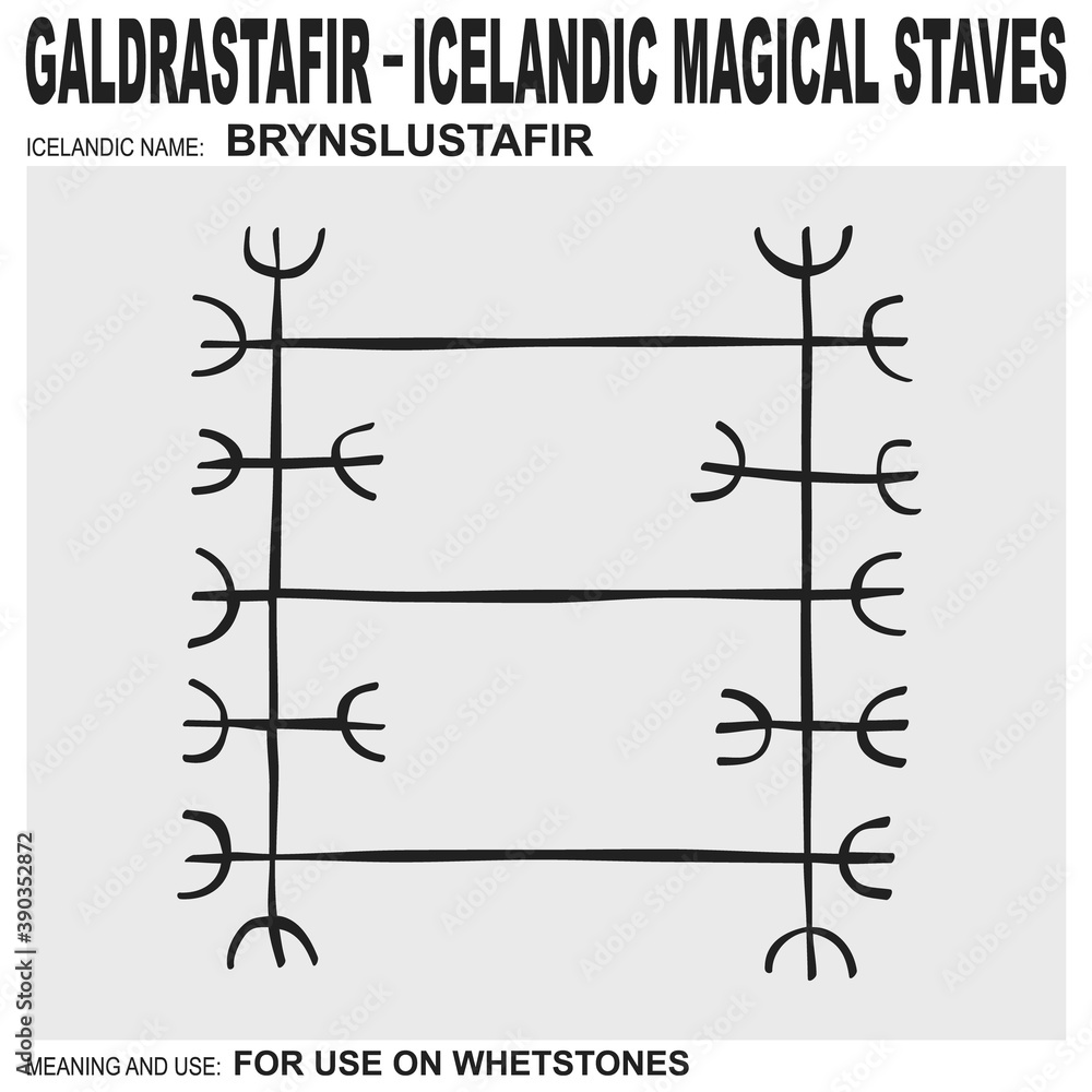 vector icon with Icelandic magical staves Brynslustafir. Symbol symbol ...
