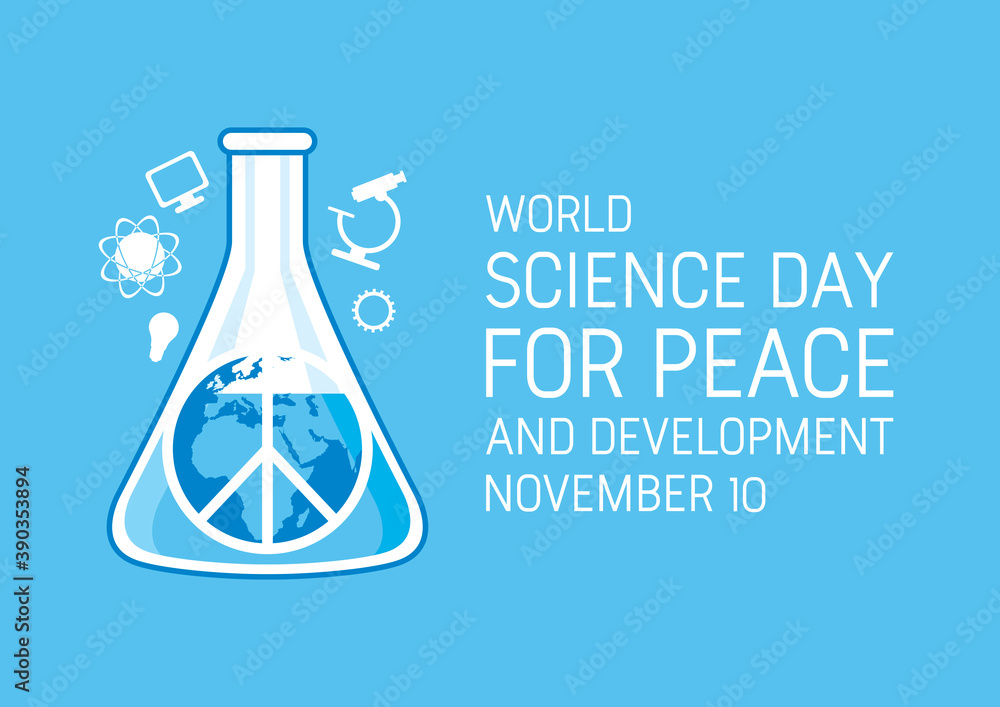 World Science Day for Peace and Development vector. Laboratory chemical ...