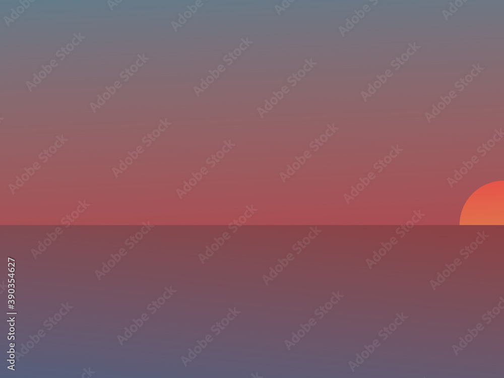 Vector art poster with minimalistic concept. A simple image of Sunset ...