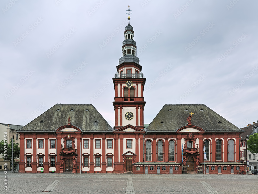 Mannheim, Germany. Double building of the Old Town Hall (left) and the ...