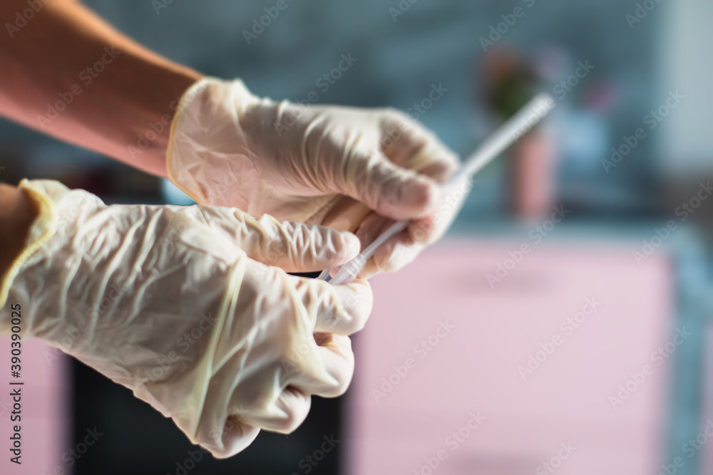 Process of coronavirus testing examination at home, COVID-19 swab ...
