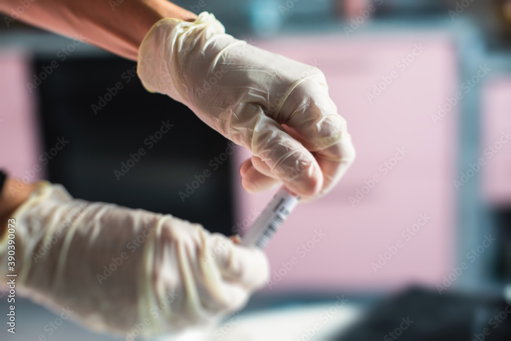 Process of coronavirus testing examination at home, COVID-19 swab ...