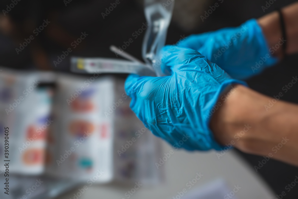 Process of coronavirus testing examination at home, COVID-19 swab ...