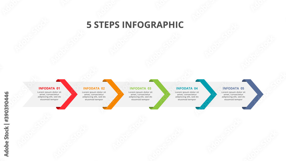 Abstract arrows of graph, diagram with 5 steps, options, parts or ...