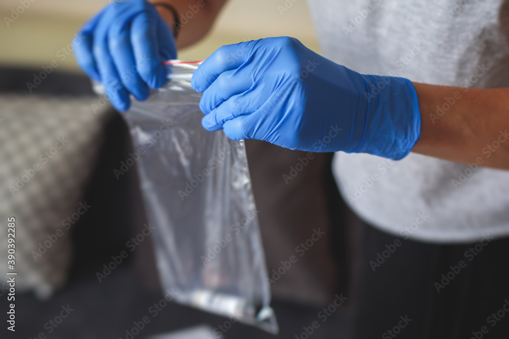 Process of coronavirus testing examination at home, COVID-19 swab ...