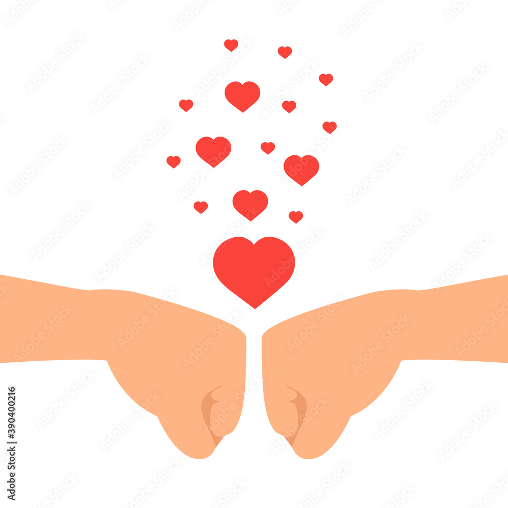 Fist bump of two close friends or team partners as symbol of love ...