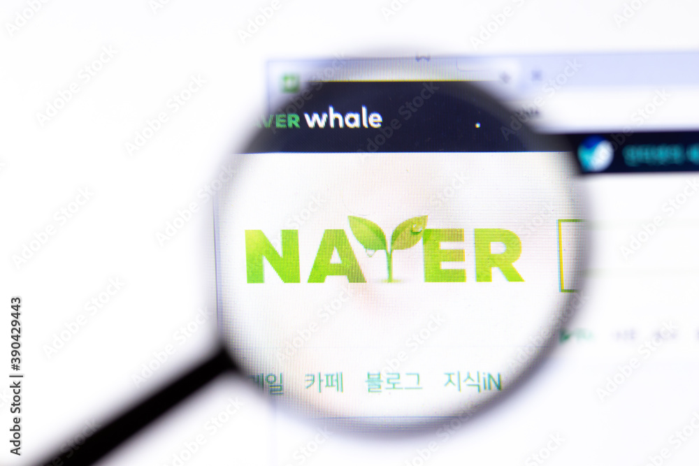 Los Angeles, California, USA - 18.02.2020: Naver website page with close up logo. Naver.com site ...