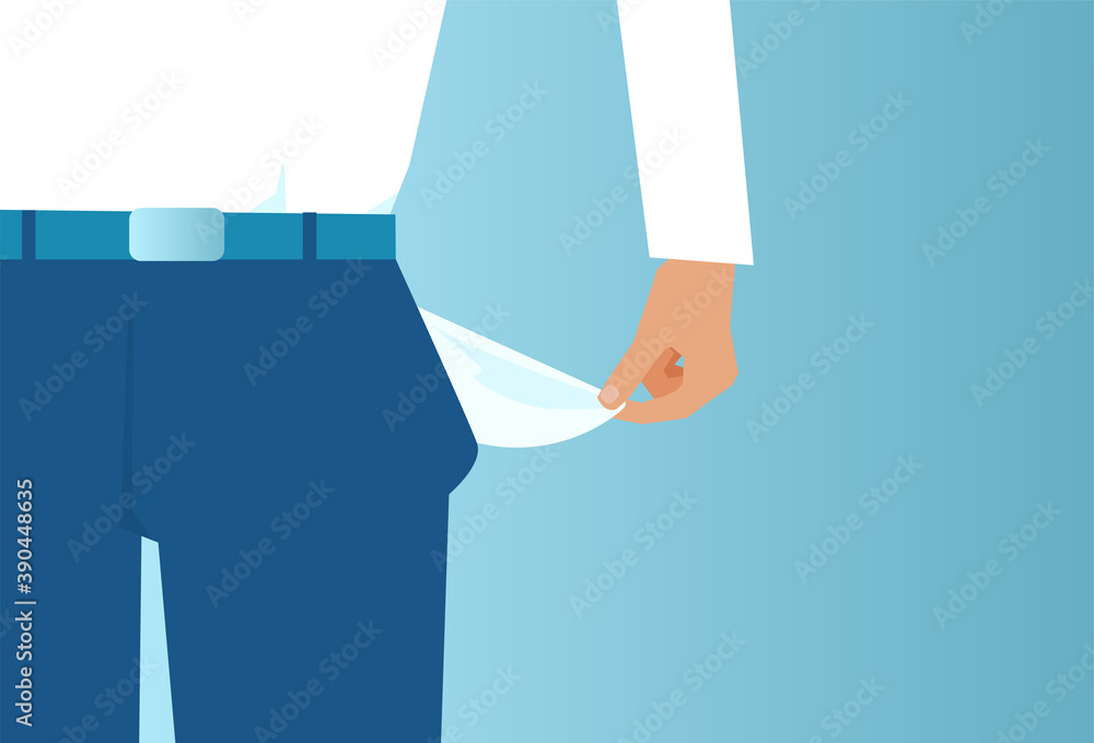 Vector of a broke poor man showing his empty pockets Stock Vector ...