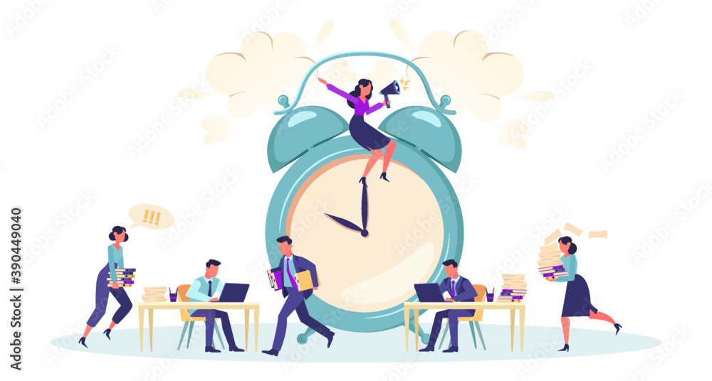 Vector of office employee business people busy working in an office ...