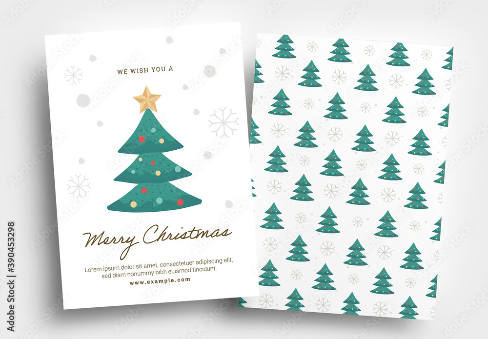 Minimal Christmas Greeting Card Layout Stock Template | Adobe Stock