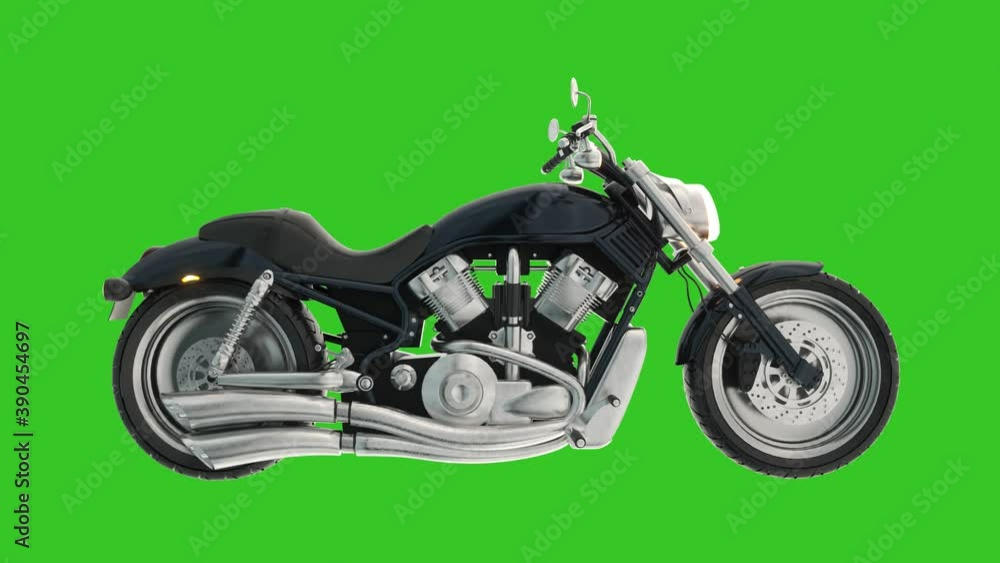 Classic Bike 4K animation on Green screen. Animated Motorcycle on ...