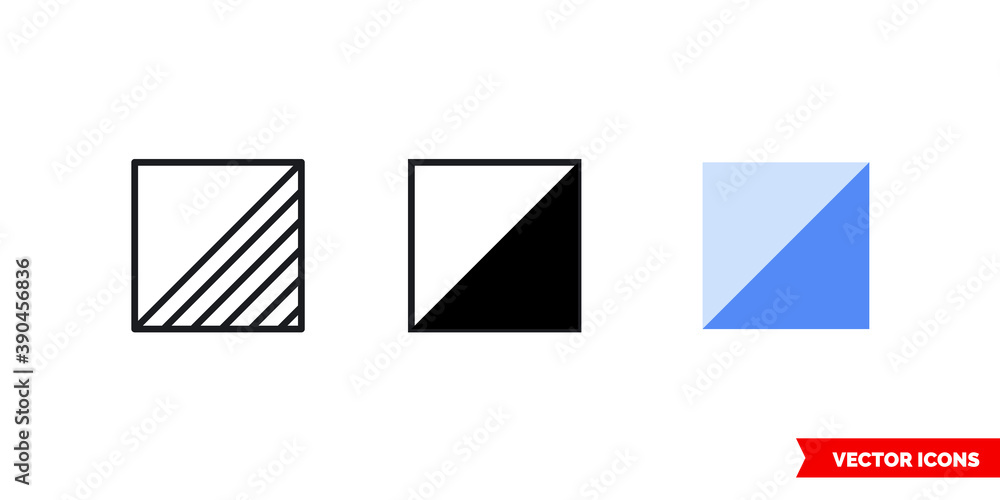 Orienteering control flag icon of 3 types color, black and white ...