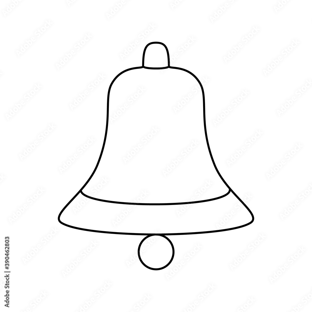 Vector drawing of a bell drawn by lines on a light background. Stock ...