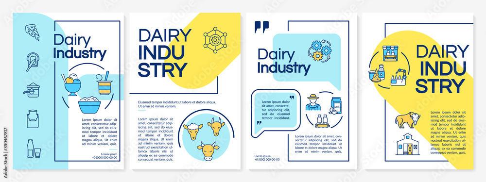 Dairy industry brochure template. Organic milk farming. Flyer, booklet ...