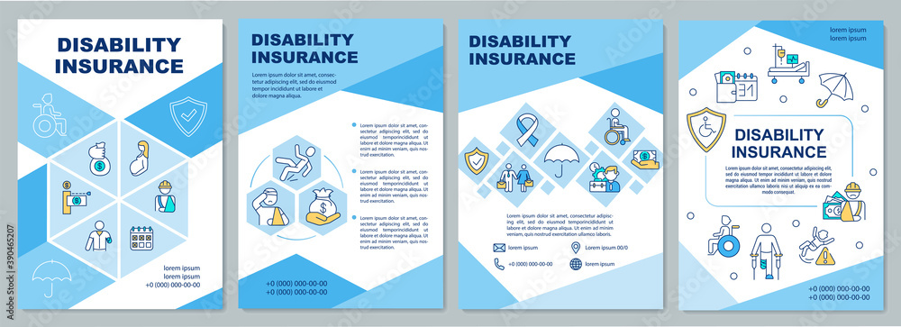 Disability insurance brochure template. Coverage monthly income. Flyer ...