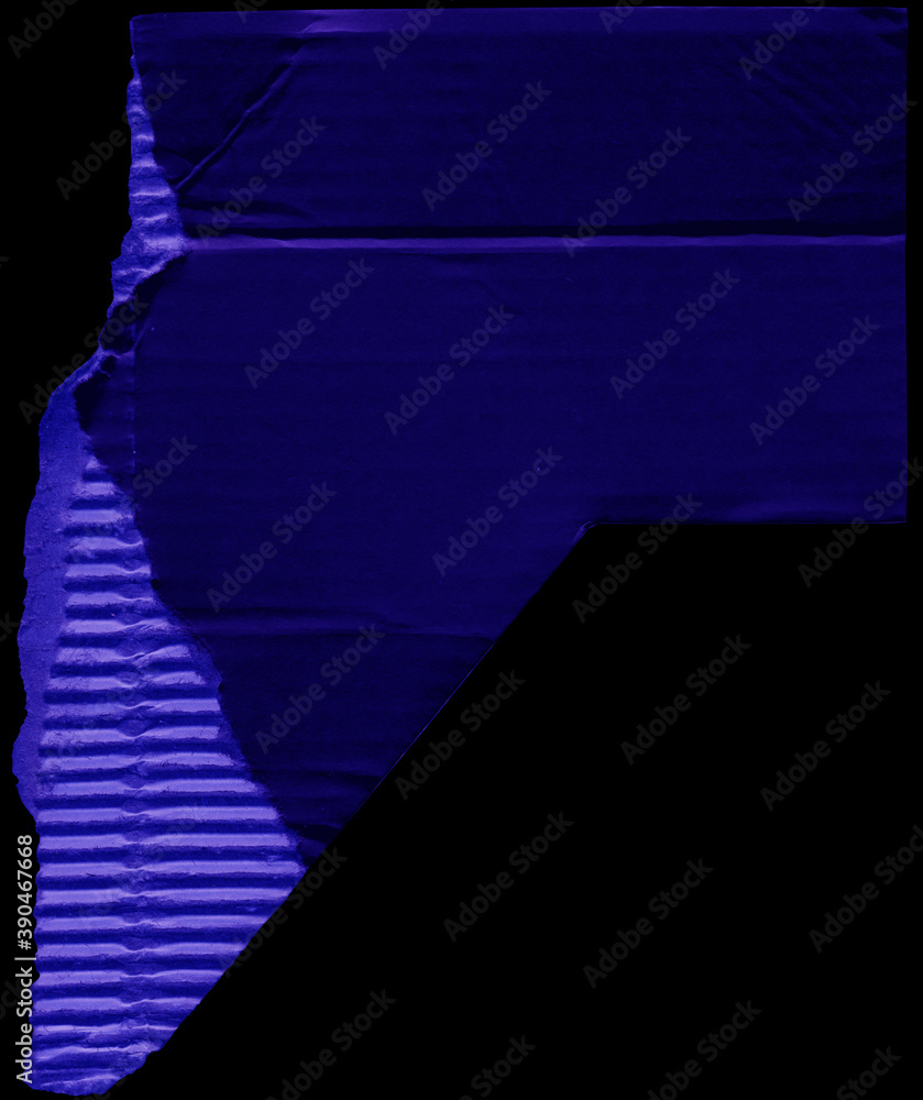 Close up of a violet vintage torn sheet of carton. Cardboard paper ...