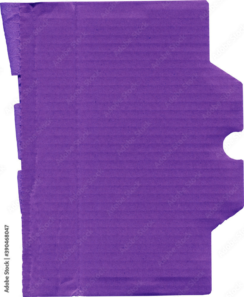 Close up of a violet vintage torn sheet of carton. Cardboard paper ...
