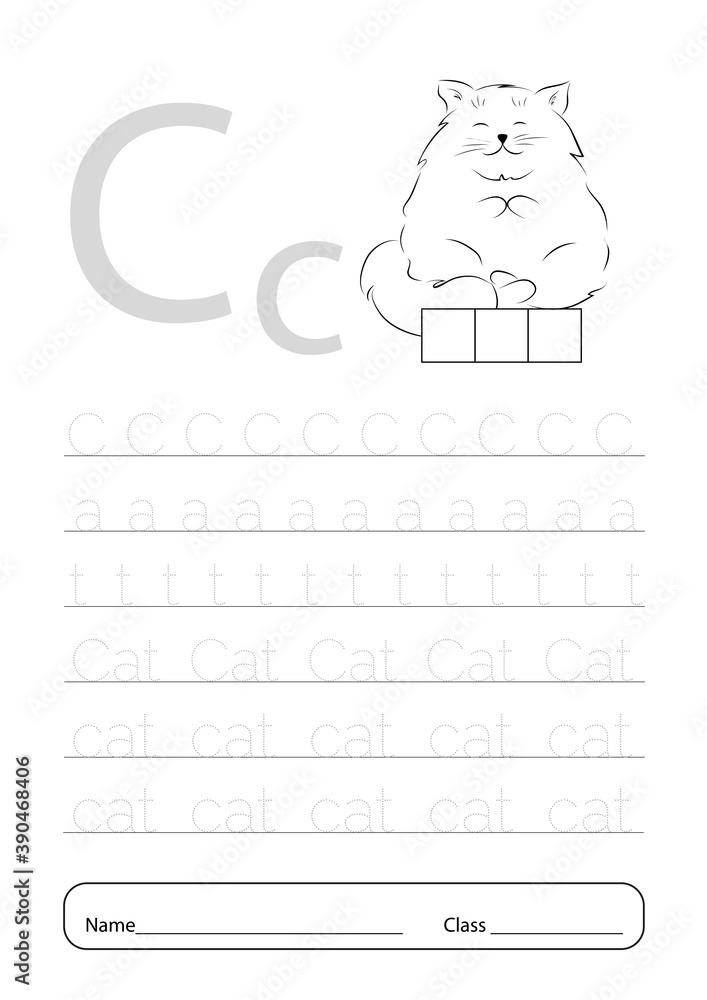 Writing practice letter C printable worksheet for preschool.Exercises ...