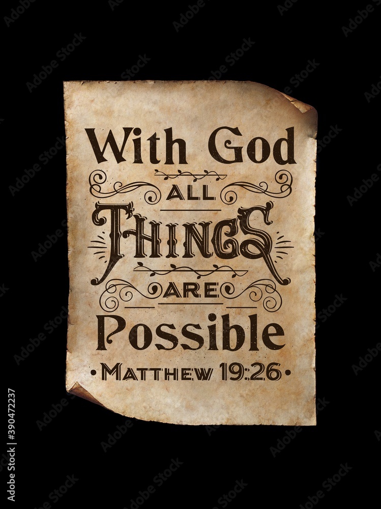 Bible verses.Christian calligraphy. With God all things are possible ...