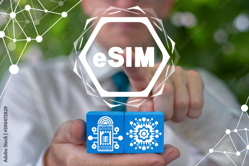 eSIM Concept. Embedded sim smartphone mobile digital communication ...