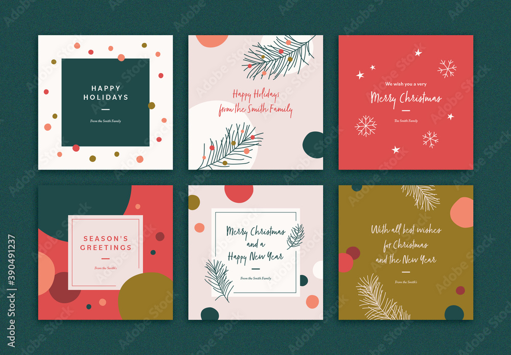 Christmas Social Media Post Layout Set Stock Template | Adobe Stock