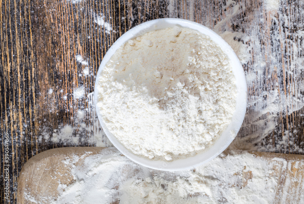 work in the kitchen with wheat flour Stock Photo | Adobe Stock