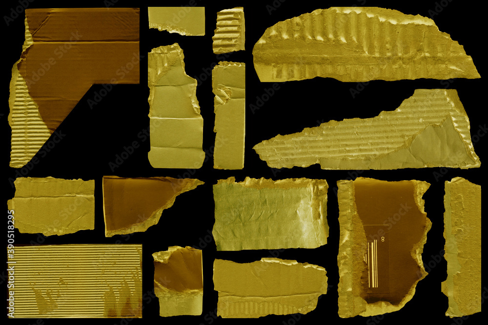 Close up of a yellow vintage torn sheet of carton. Cardboard paper ...