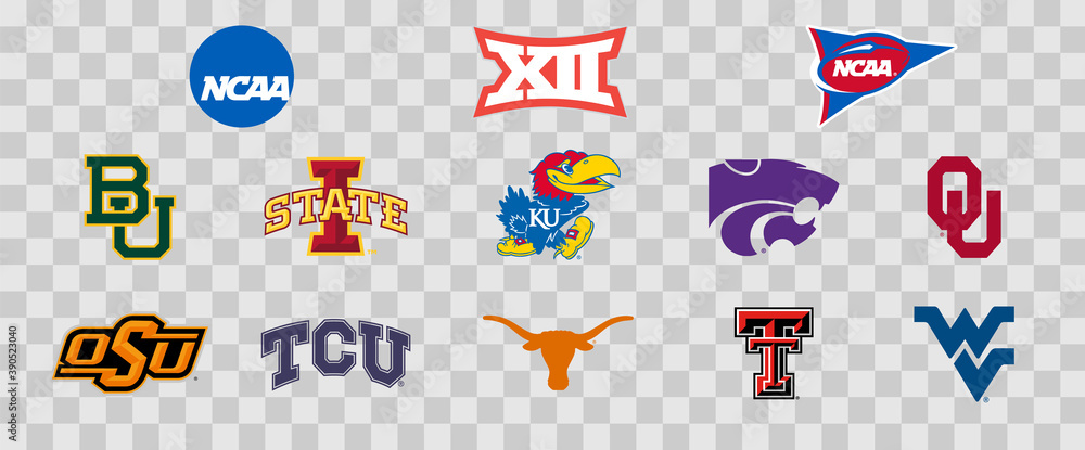 Logos of the Big 12 colleges of the NCAA. Scalable Vector image. Stock Vector | Adobe Stock