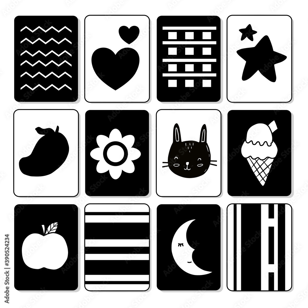 Black and white flash card with high contrast for baby vector Stock ...
