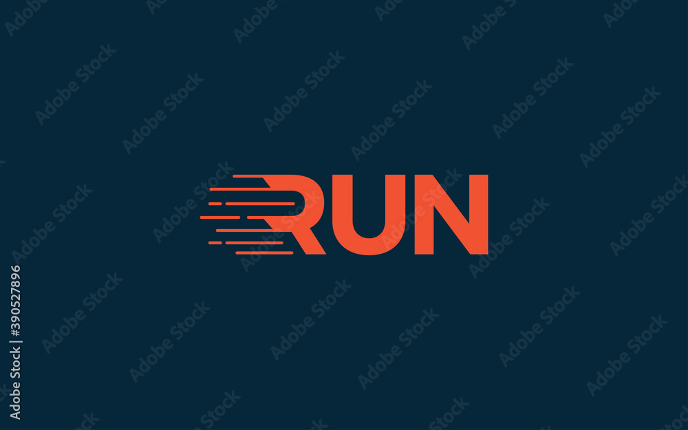 Word mark logo icon formed run fast symbol in letter r with orange ...