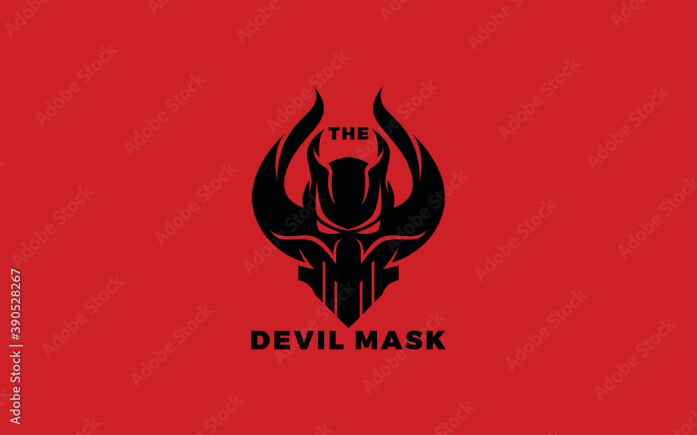 Mask logo formed a devil symbol with red background Stock Vector ...
