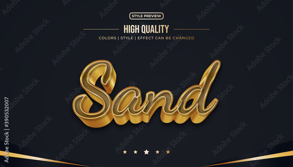 Elegant realistic text style with 3d embossed effect in brown and gold ...