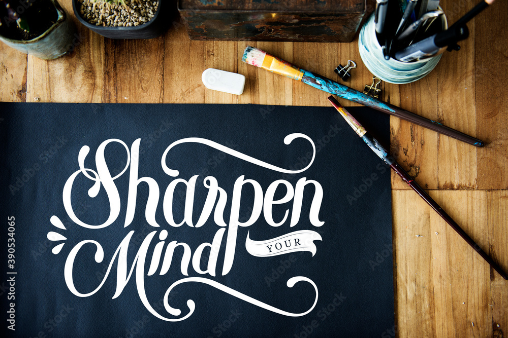 Hand lettering on black paper Stock Photo | Adobe Stock