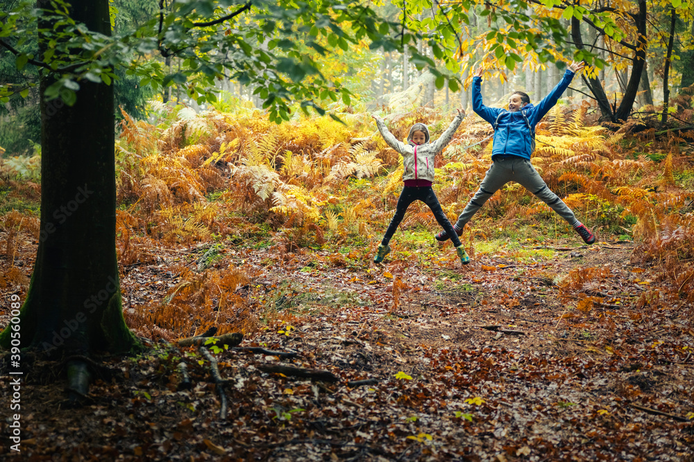 Children exploring the nature. Happy kids playing in the forest. Stock ...