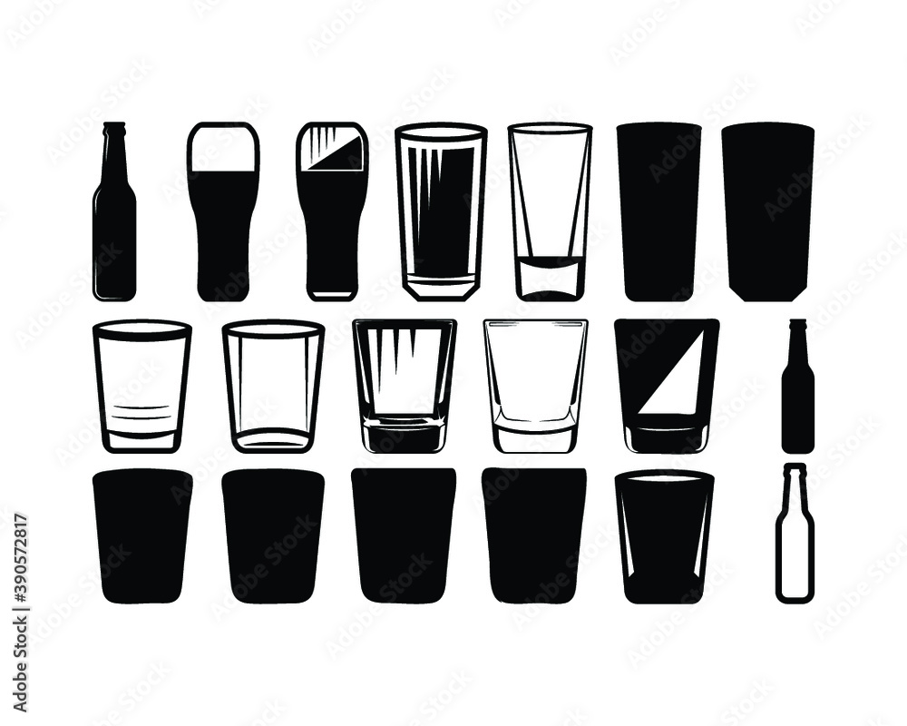 Shot Glass Sign Symbol Icon Printable Vector FIle, Whiskey clipart, Ice ...