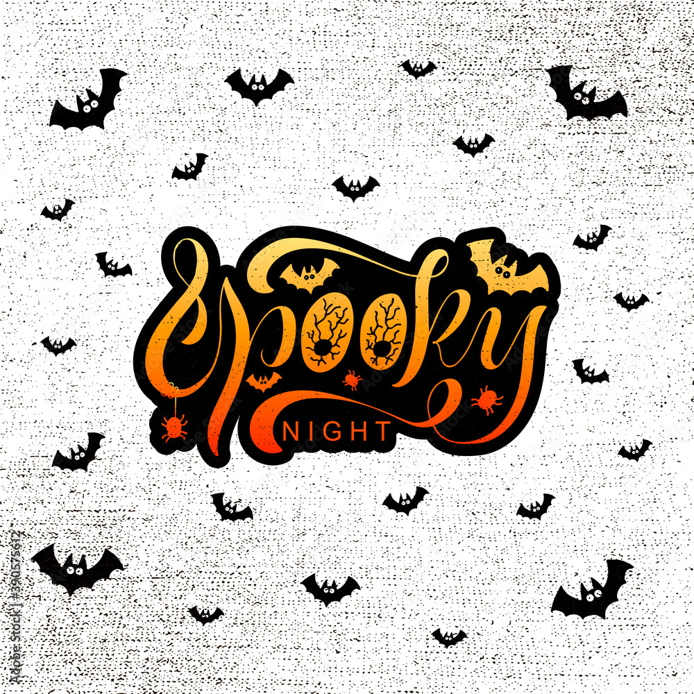 Vector illustration of spooky night lettering for banner, flyer, poster ...