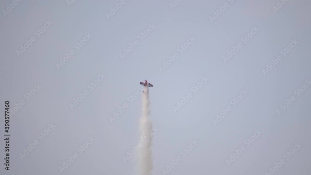 A small plane during an aerobatic simulation: plane engine failure ...