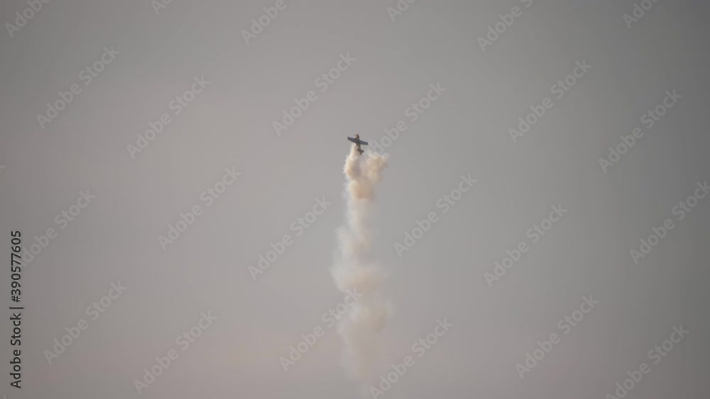 A small plane during an aerobatic simulation: plane engine failure ...