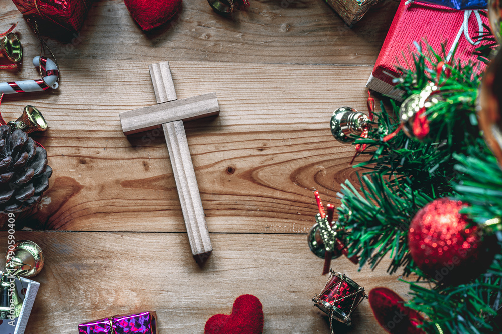 Cross in the christmas day, remembrance of Jesus the son of God ...