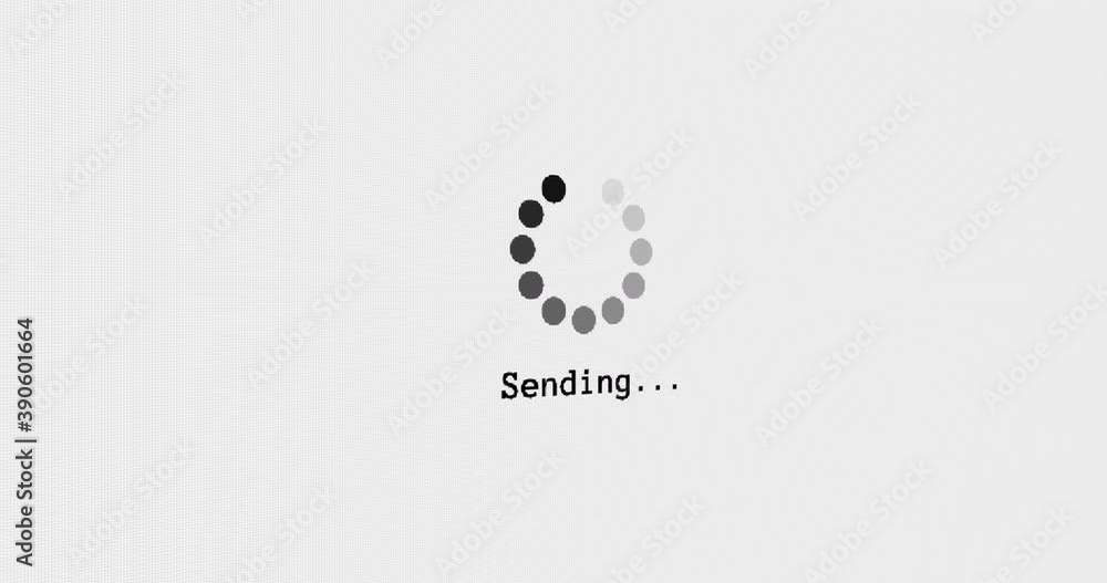 Sending bar progress circle computer screen animation loop isolated on ...