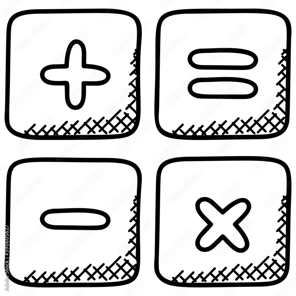 Mathematical symbols in a doodle icon representing calculation. Stock ...