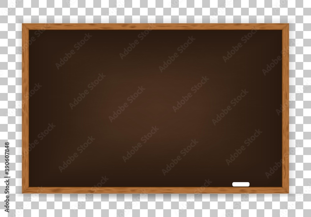Rubbed out dirty chalkboard. Realistic brown chalkboard with wooden ...