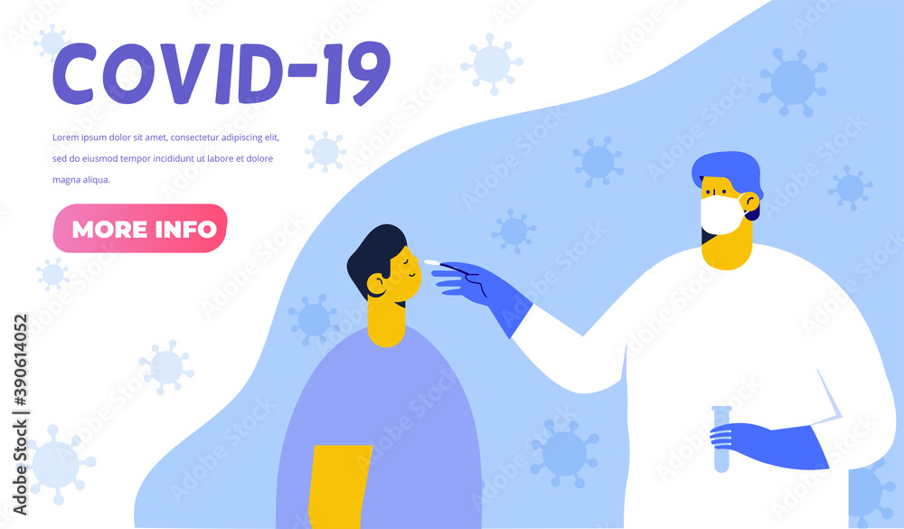 Coronavirus (COVID-19) test. Doctor taking or DNA test by nasal (nose ...