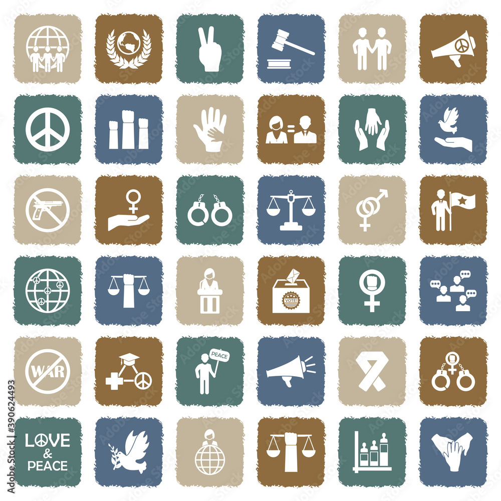 Human Rights Icons. Grunge Color Flat Design. Vector Illustration ...