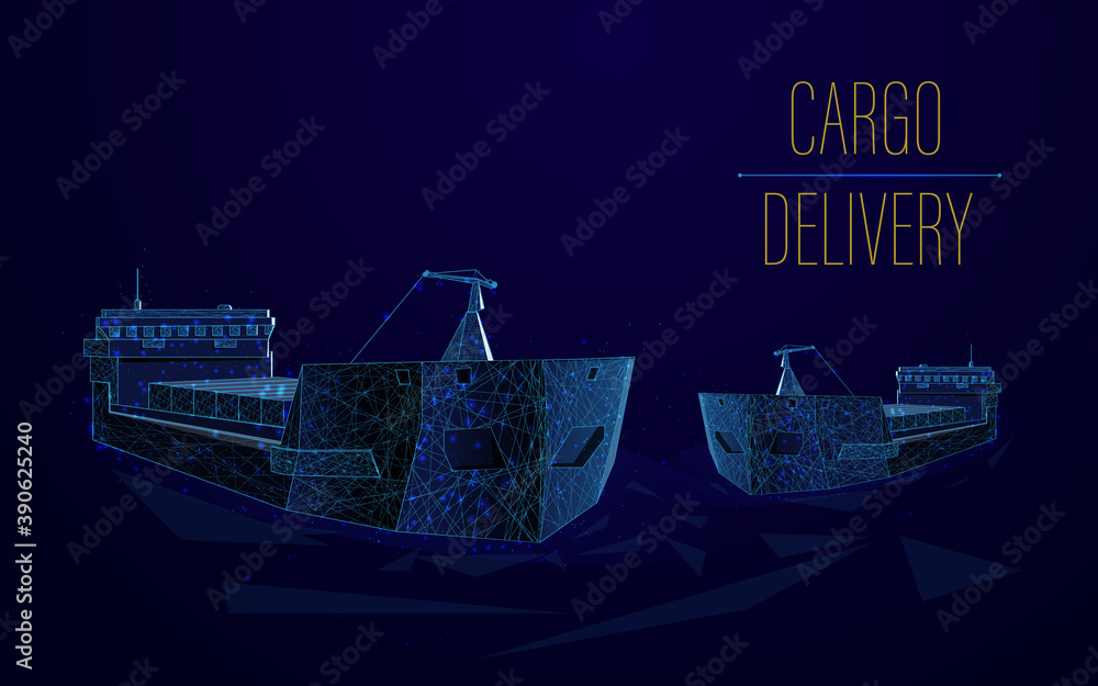 3d model of a ship with containers on board, transportation, logistics ...