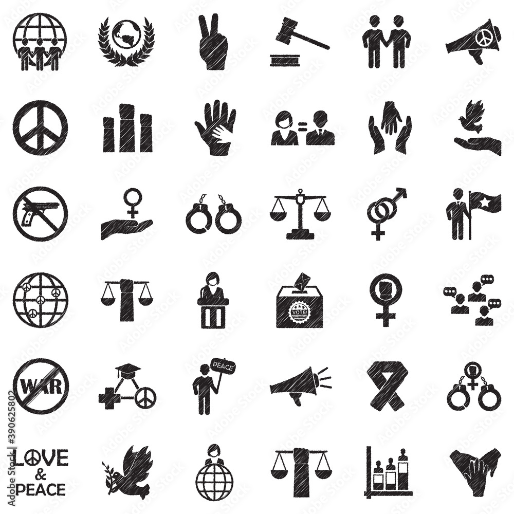 Human Rights Icons. Black Scribble Design. Vector Illustration. Stock ...