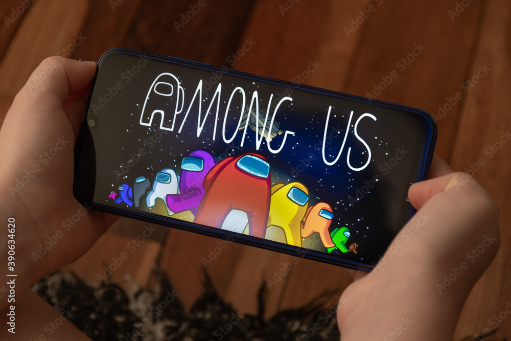 Sao Paulo, Brazil - 06/11/2020: Kid Playing Among Us at Smartphone ...