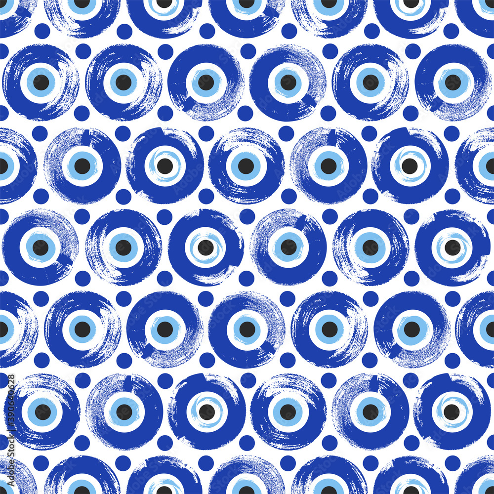 Seamless Pattern with hand drawn Turkish eye. Symbol of protection ...